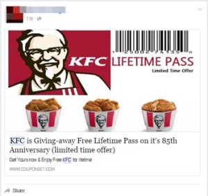 Is KFC giving free lifetime passes for 85th anniversary? SCAM ...