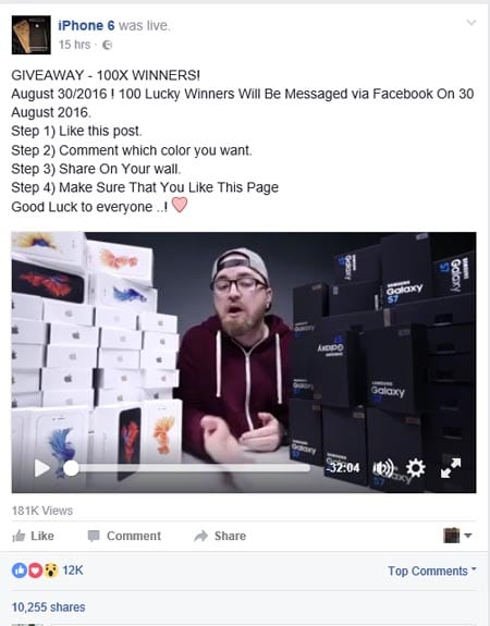 Like-Farming scammers using Facebook Live Video - ThatsNonsense.com