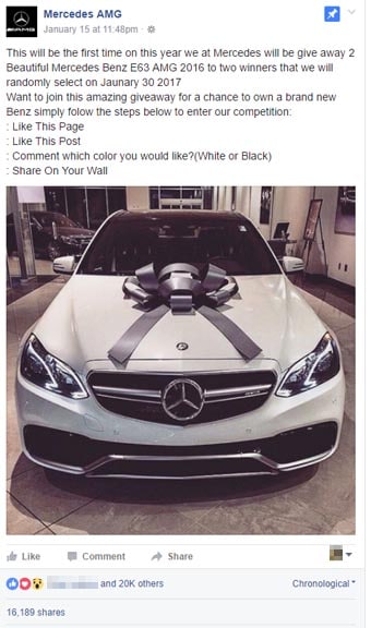 Win a Mercedes AMG for sharing a Facebook post? It's a scam ...